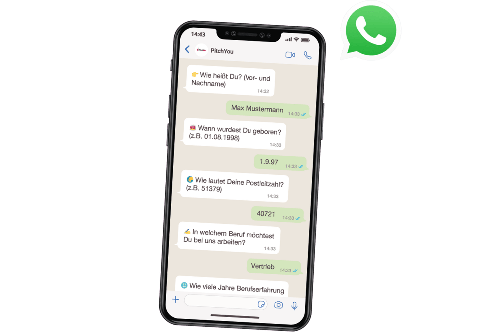 WhatsApp Bewerbung mit PitchYou
